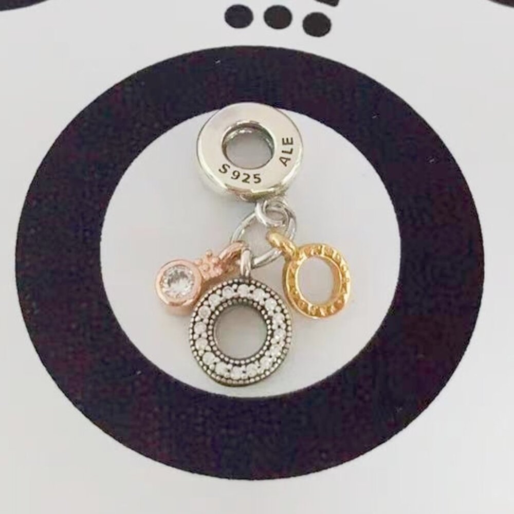 Pandora Triple Monogram & Logo Dangle Charm - Gem